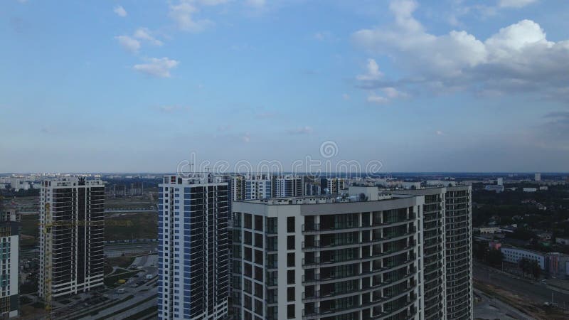 Construction of a Modern City Block. Multi-storey Buildings and ...