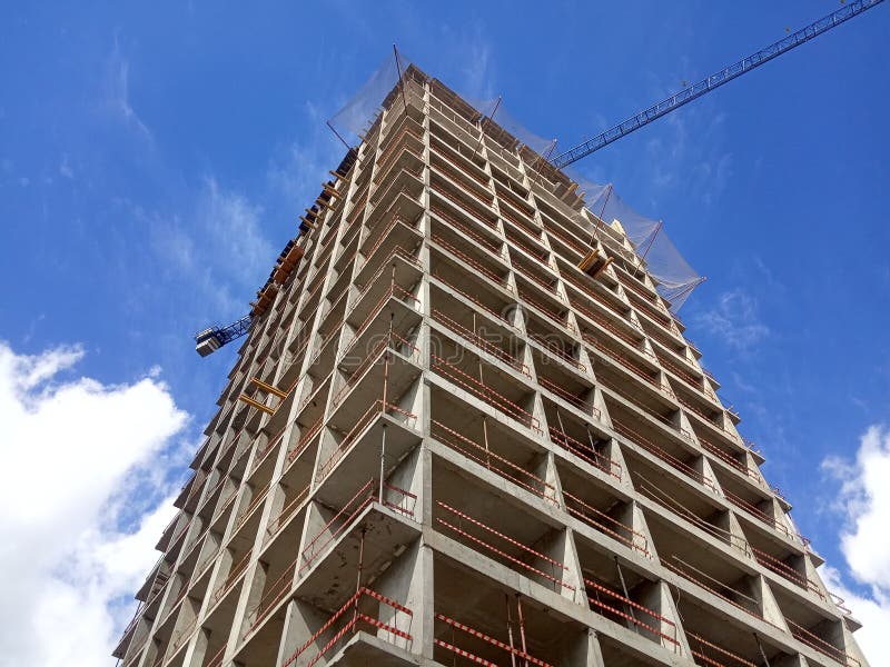 Construction of a Modern High-rise Building Stock Photo - Image of ...