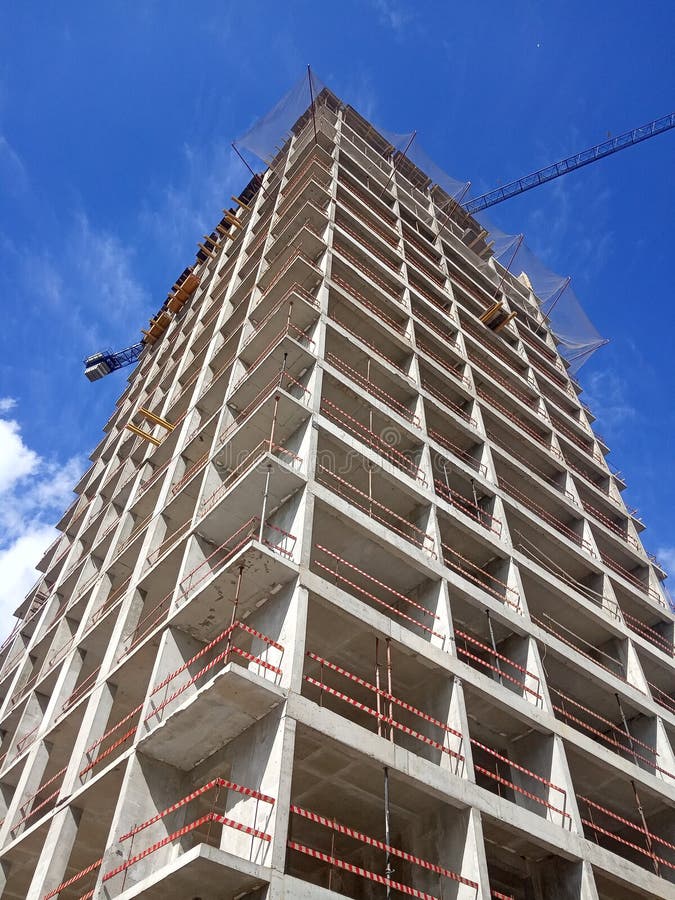 Construction of a Modern High-rise Building Stock Photo - Image of ...