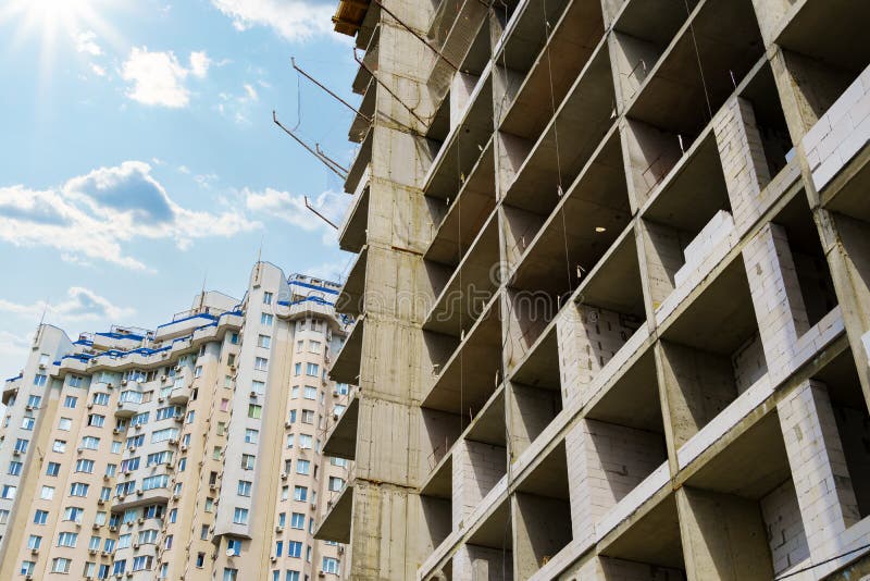 Construction of a Modern High-rise Building, Concrete Frame and ...