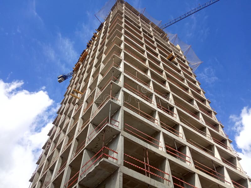 Construction of a Modern High-rise Building Stock Photo - Image of ...