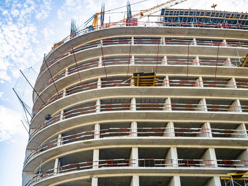Construction of a Modern High-rise Building. Sides on the Floors ...