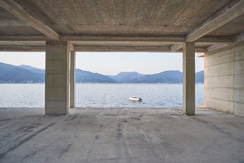 Construction of a Modern Luxury House with Sea View and Mountains Stock ...