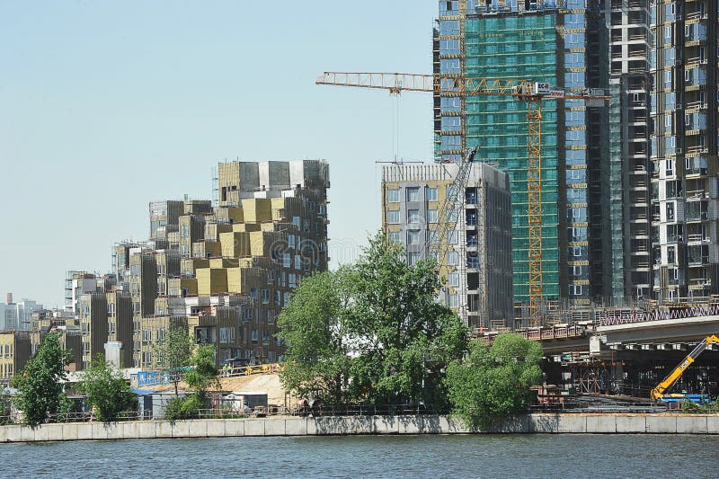 Construction of Modern Multi-storey Buildings in Moscow, Russia ...