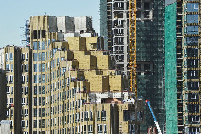Construction of Modern Multi-storey Buildings in Moscow, Russia ...