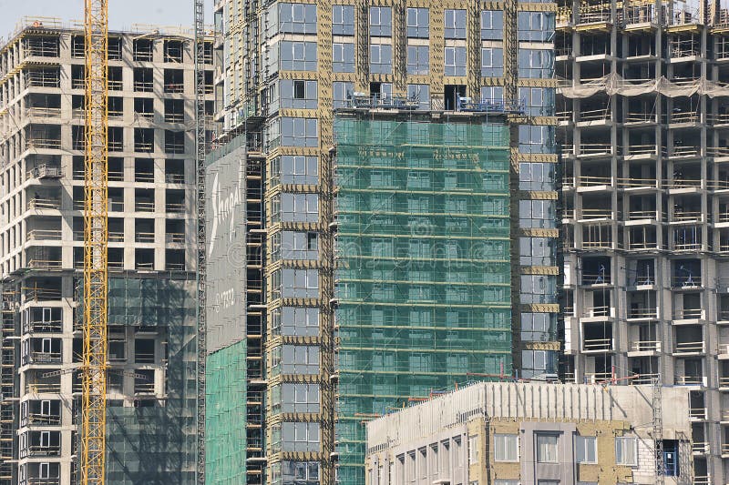 Construction of Modern Multi-storey Buildings in Moscow, Russia ...