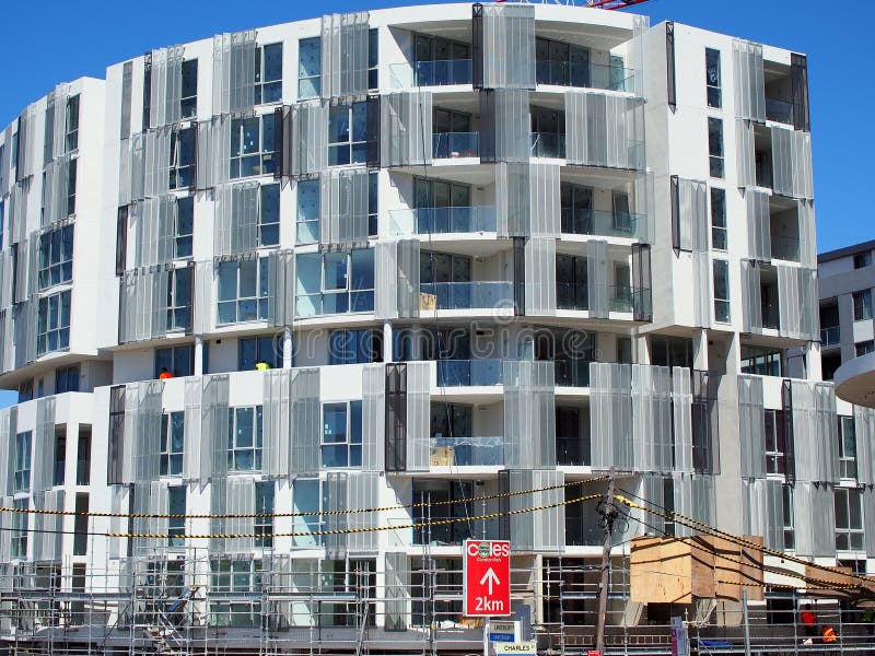 Construction, Modern Oval Multi Level Apartment Building Editorial ...