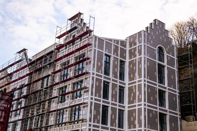 Construction of Modern Residential Buildings Under Clear Blue Sky ...