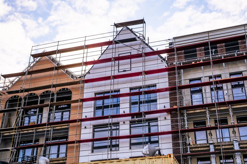 Construction of Modern Residential Buildings Under Clear Blue Sky ...
