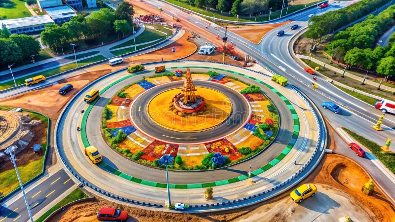 The Construction of a Modern Roundabout, a Symphony of Color and Form ...