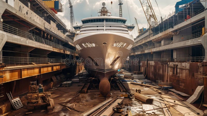 Construction of Modern Ship in Dry Dock: Shipbuilding and Cruise Liners ...