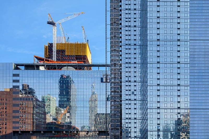 Construction of a Modern Tall Building Stock Image - Image of hoist ...