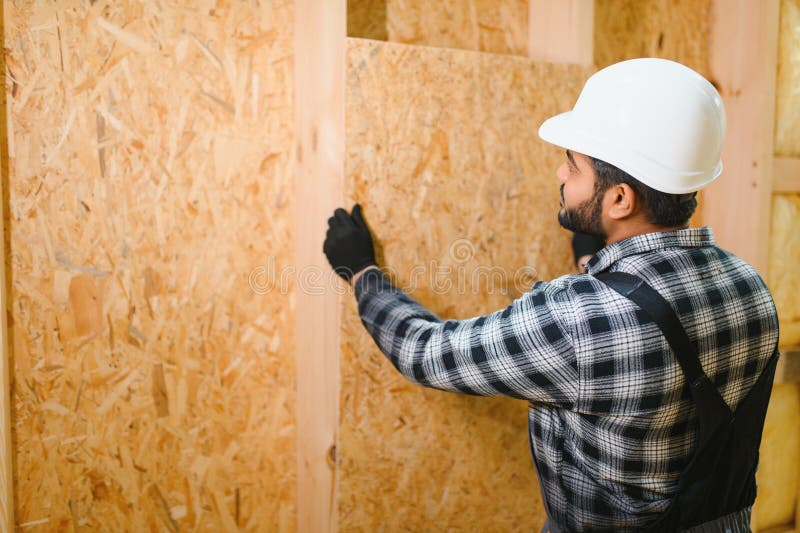 Construction of Modular Houses. Indian Construction Worker or Engineer ...