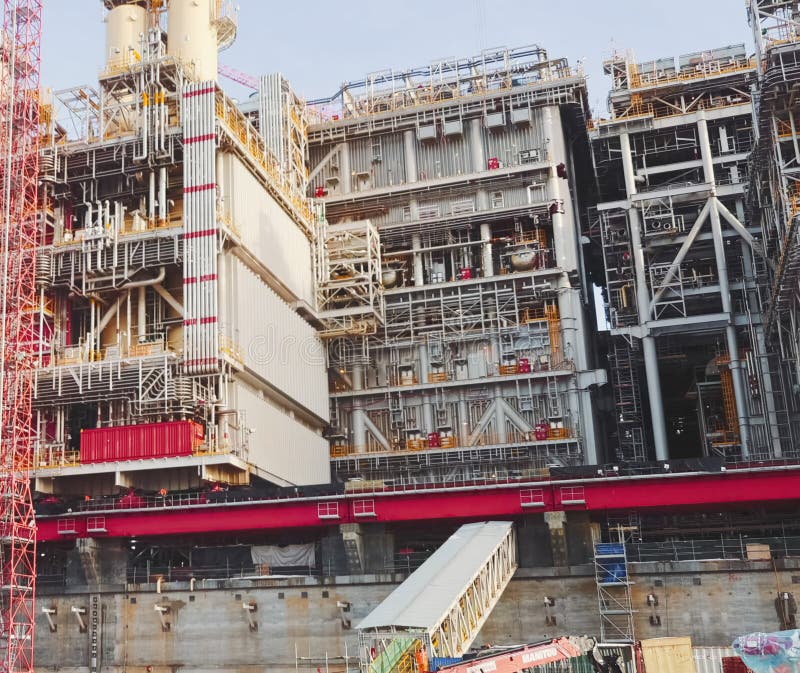 Construction of Modules for Liquefied Natural Gas Plant Stock Image ...