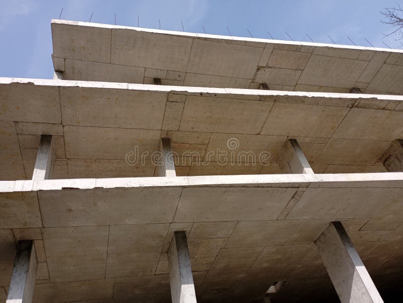 Construction of a Monolithic House. Concrete Frame of the House Stock ...