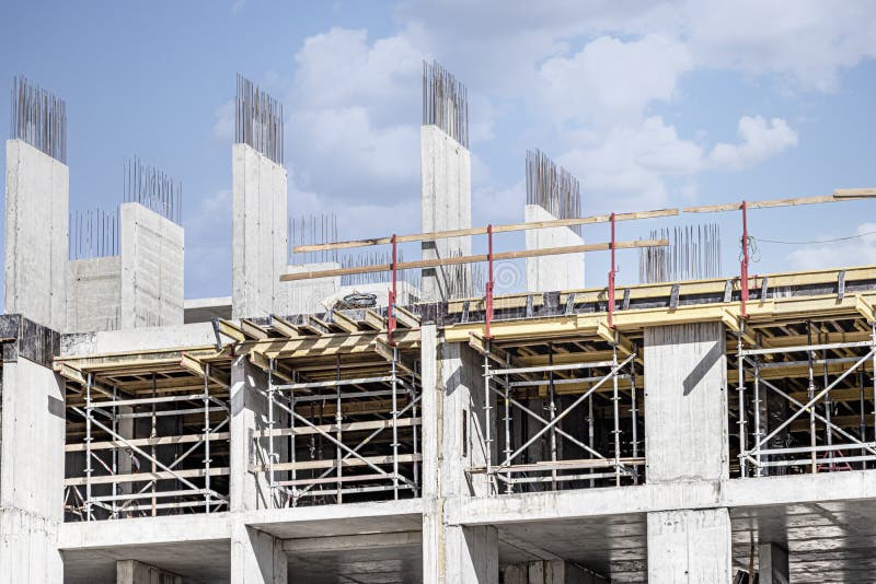 Construction of a Monolithic Reinforced Concrete House. Modern Building ...