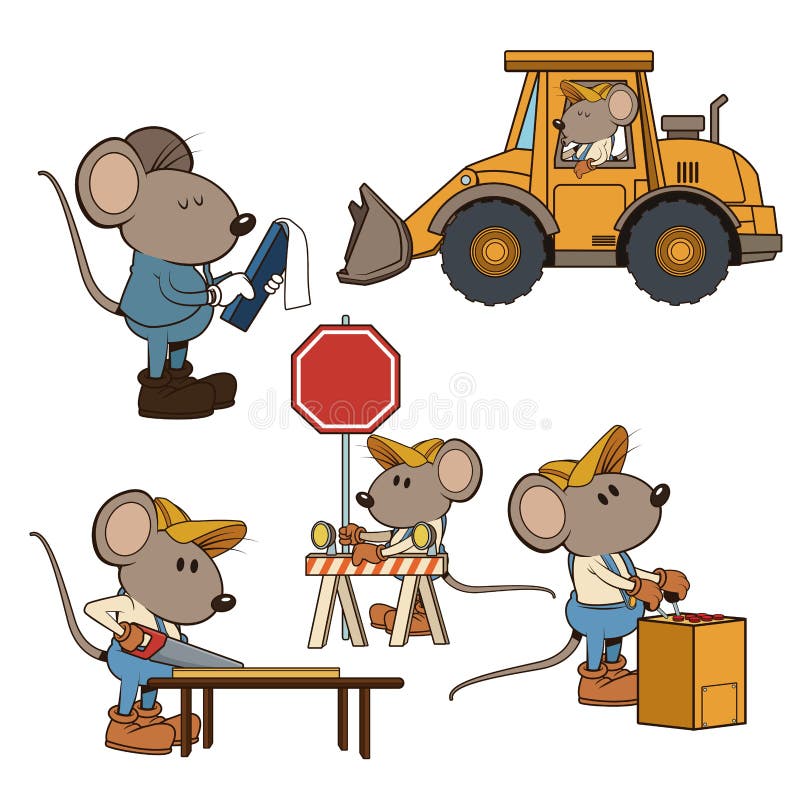 Mouse handyman cartoon stock vector. Illustration of character - 23910379