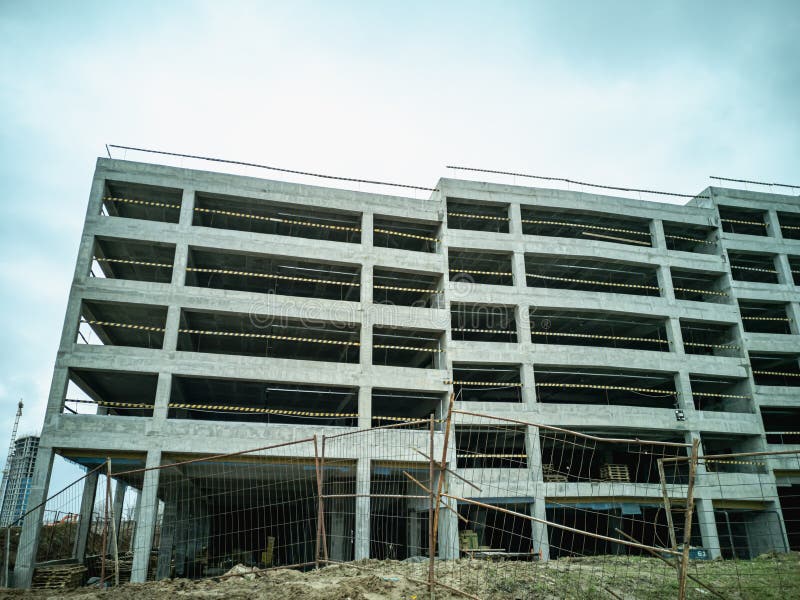 Construction of a Multi-level Parking for Cars. Monolithic Concrete ...
