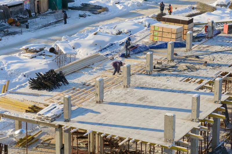 Construction of a Brick Two-storey Residential Building Stock Image ...