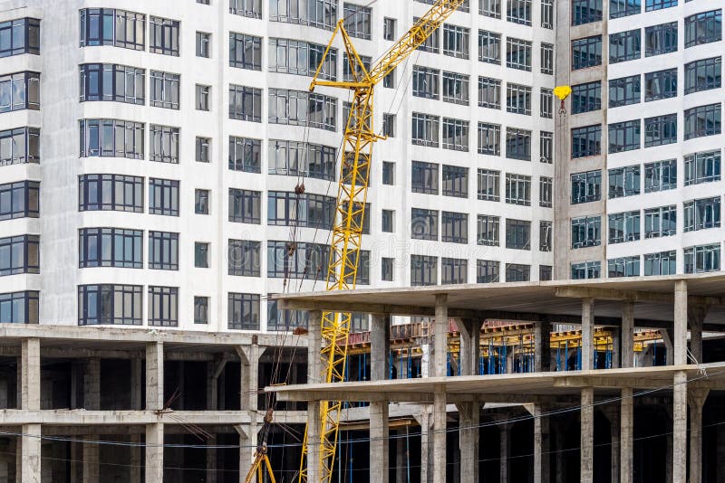 Construction of a Multi-storey Building with a Crane in the Foreground ...