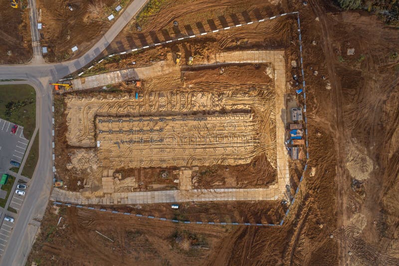 Construction of a Multi-storey Building. Foundation Stock Image - Image ...