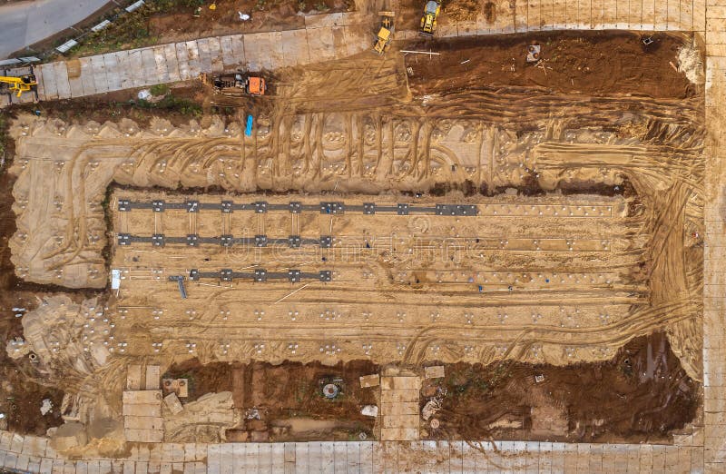 Construction of a Multi-storey Building. Foundation Stock Image - Image ...