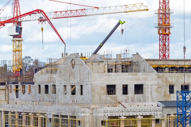 Construction of a Multi-storey Concrete Monolithic Building Stock Photo ...