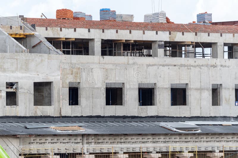 Construction of a Multi-storey Concrete Monolithic Building Stock Image ...