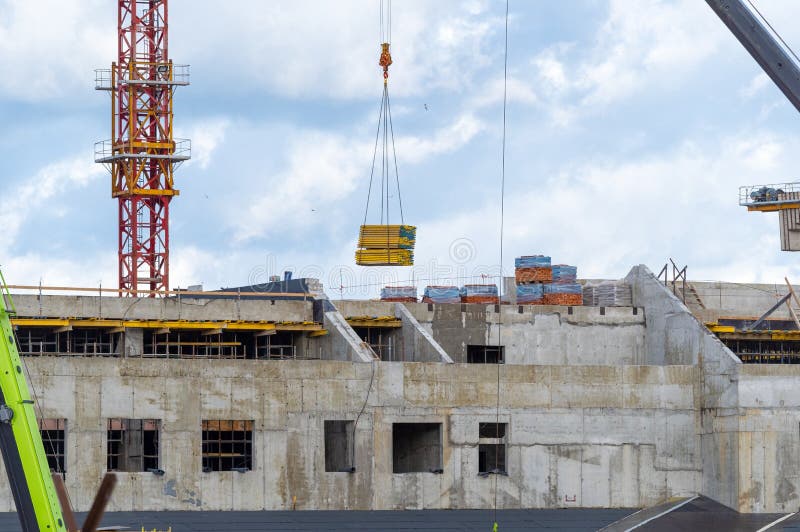 Construction of a Multi-storey Concrete Monolithic Building Stock Image ...
