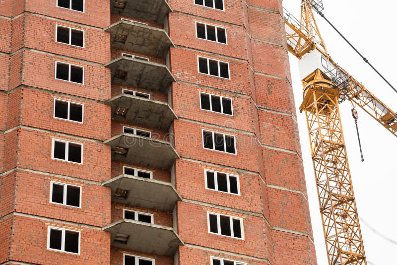The Construction of Multi-storey Houses of Red Brick Stock Image ...