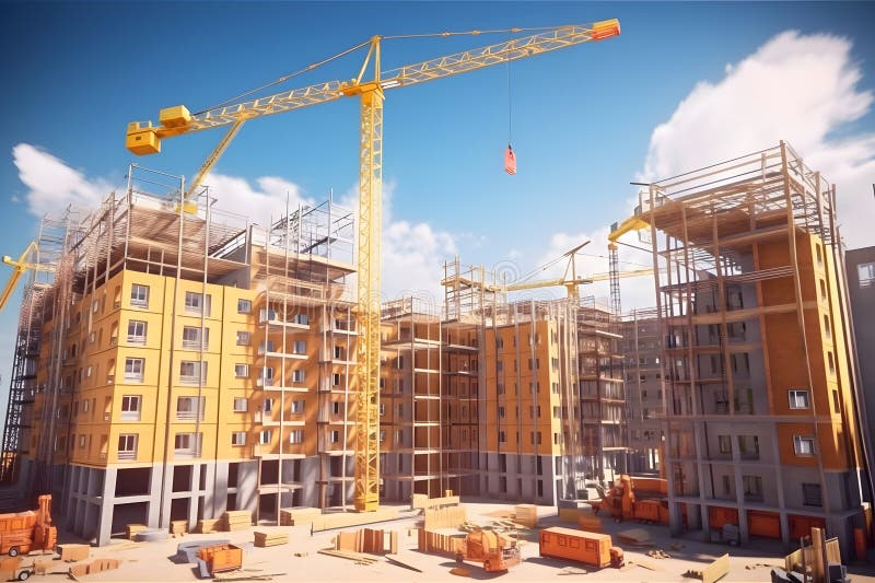 Construction of Multi-storey Modern Building Stock Image - Image of ...