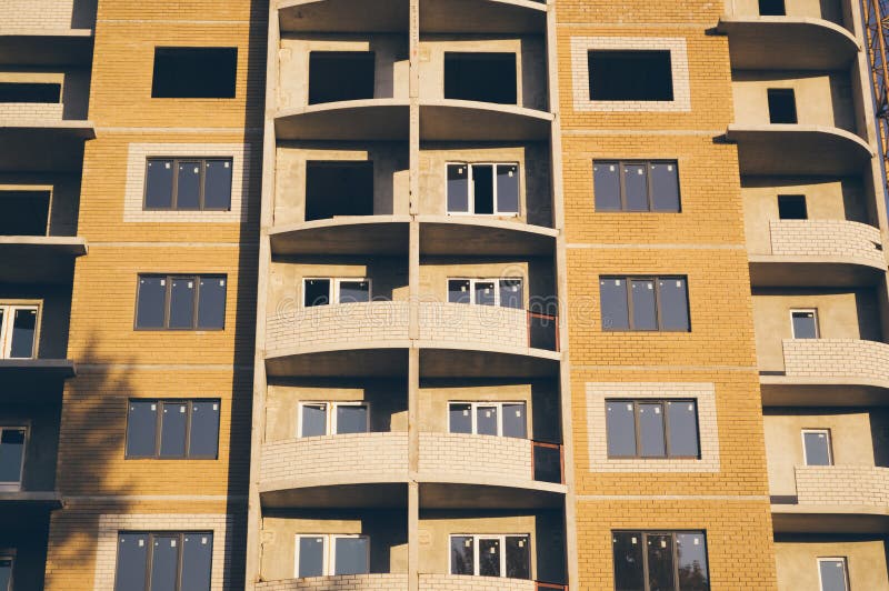 Construction of Multi-storey Residential Building, Brick Wall Wi Stock ...