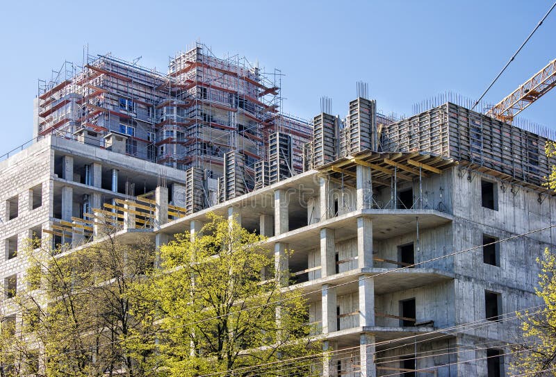 Construction of a Multi-storey Residential Building Stock Photo - Image ...