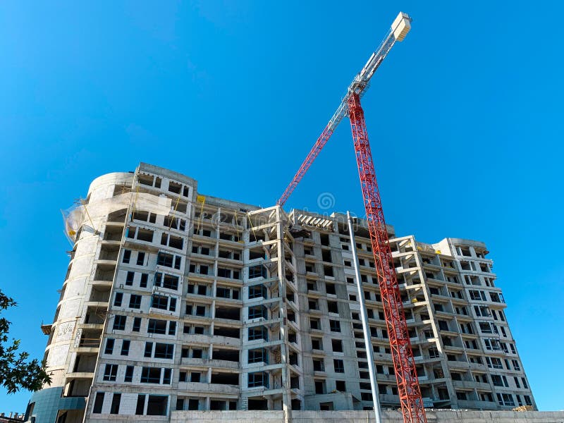 Construction of the Multi-story Building. Stock Photo - Image of text ...