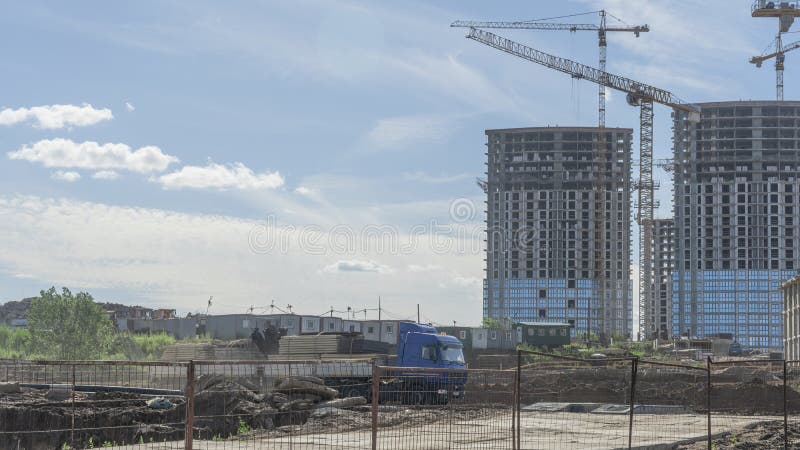 Construction of a Multi-story Residential Buildings. a Lot of ...