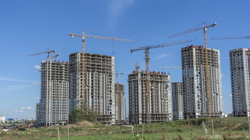 Construction of a Multi-story Residential Buildings. a Lot of ...