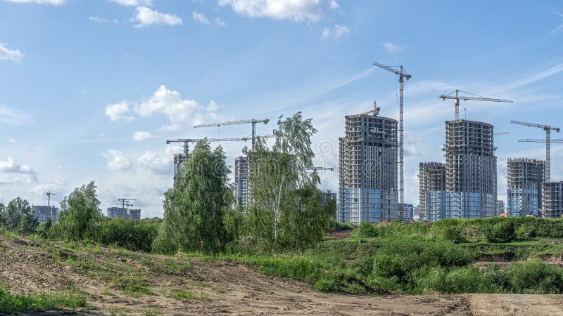 Construction of a Multi-story Residential Buildings. a Lot of ...