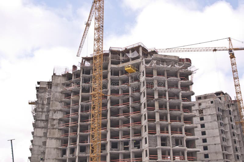 Construction of a Multistory Building Stock Photo - Image of concrete ...