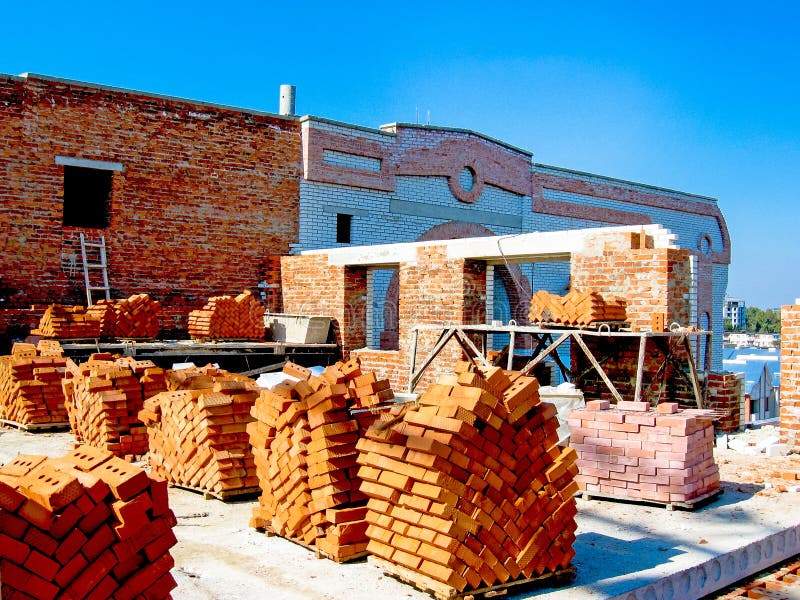 Construction of a Multistory Building. Brick and Walls and Ceilings of ...