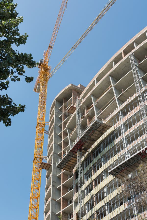 Construction of a Multistory Building, View from Below Stock Photo ...