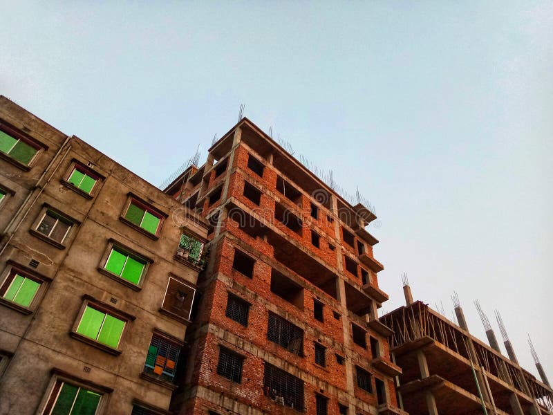 Construction of Neighbour New House on Itâ€™s Way. Stock Image - Image ...