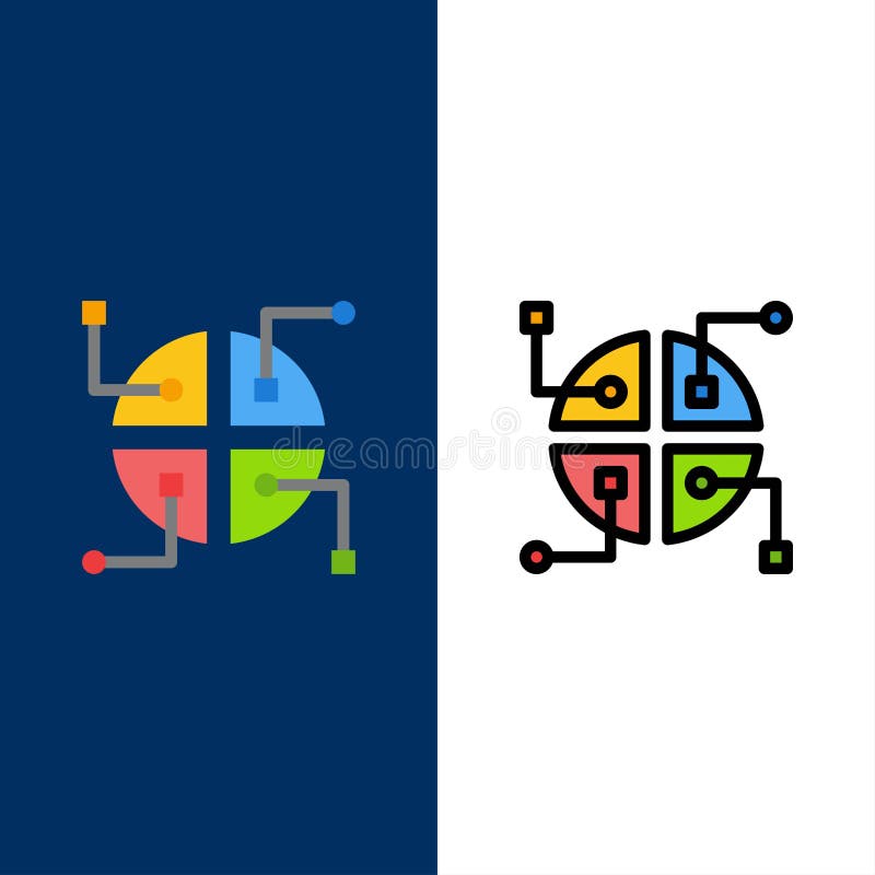 Construction, Network, Map Icons. Flat and Line Filled Icon Set Vector ...