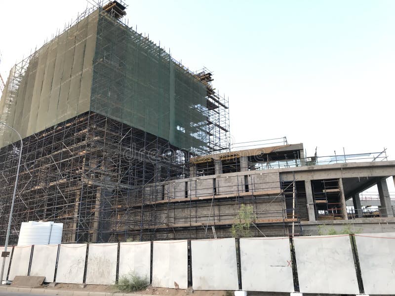 Construction of New Administrative Building with Tower Crane and Other ...