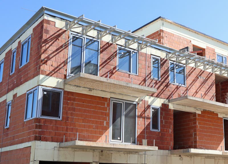 Construction of a New Apartment Building Stock Image - Image of ...