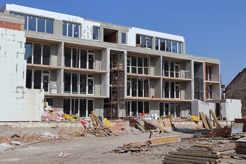 Construction of a New Apartment Building Stock Photo - Image of window ...