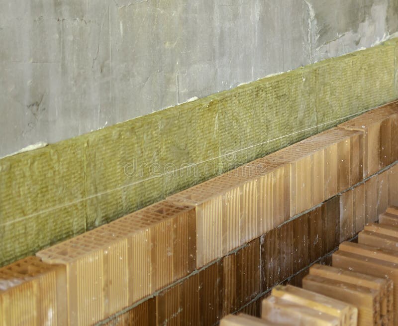 Construction Of New Brickwork With Thermal Brick Blocks. Stock Image ...