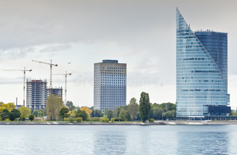 Construction of New Buildings in Riga City Stock Photo - Image of park ...