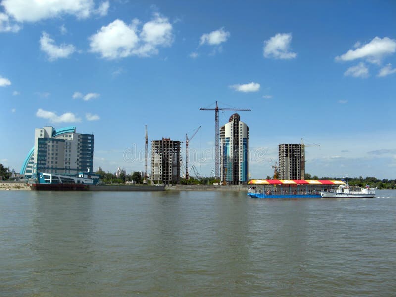 Construction of New Buildings on the River Ob Stock Image - Image of ...