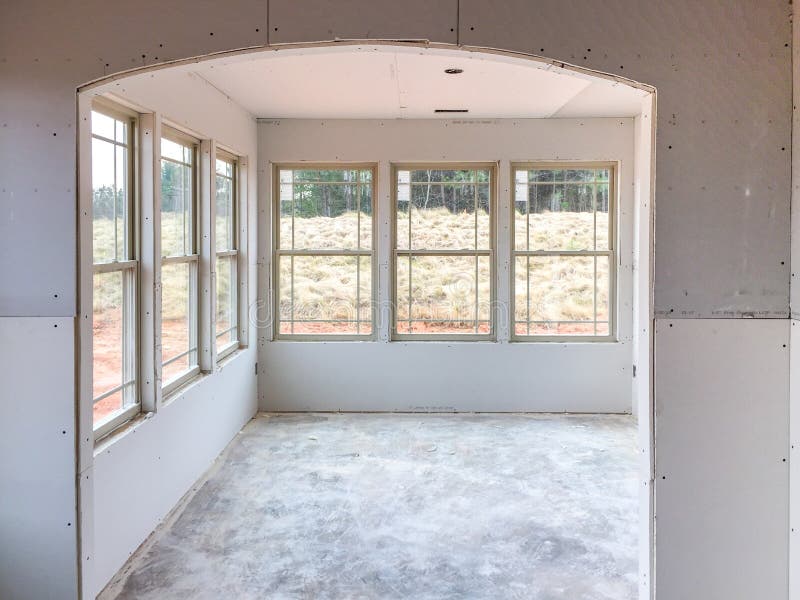 Construction of New Home Interior Drywall Installation and Finish ...