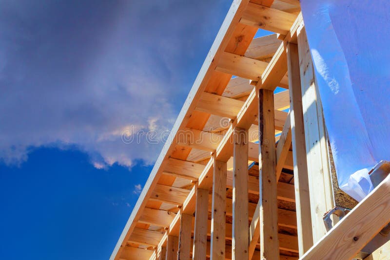 During Construction of a New Home, Wooden Frame Beams are Used To ...